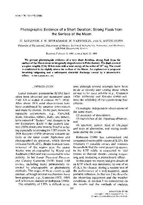 (PDF) Photographic evidence of a short duration: Strong flash from the ...