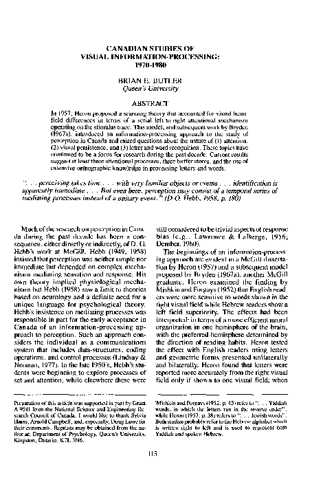 (PDF) CANADIAN STUDIES OF VISUAL INFORMATION-PROCESSING: 1970-1980