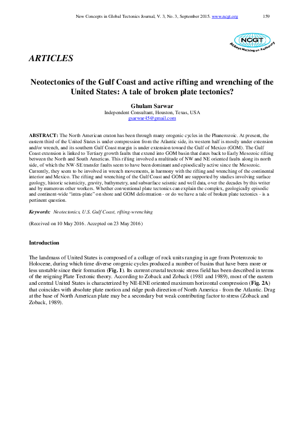 (PDF) ARTICLES Neotectonics of the Gulf Coast and active rifting and ...