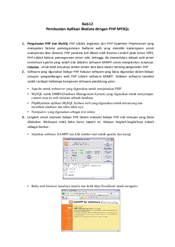 (PDF) Bab12 Pembuatan Aplikasi Biodata dengan PHP MYSQL