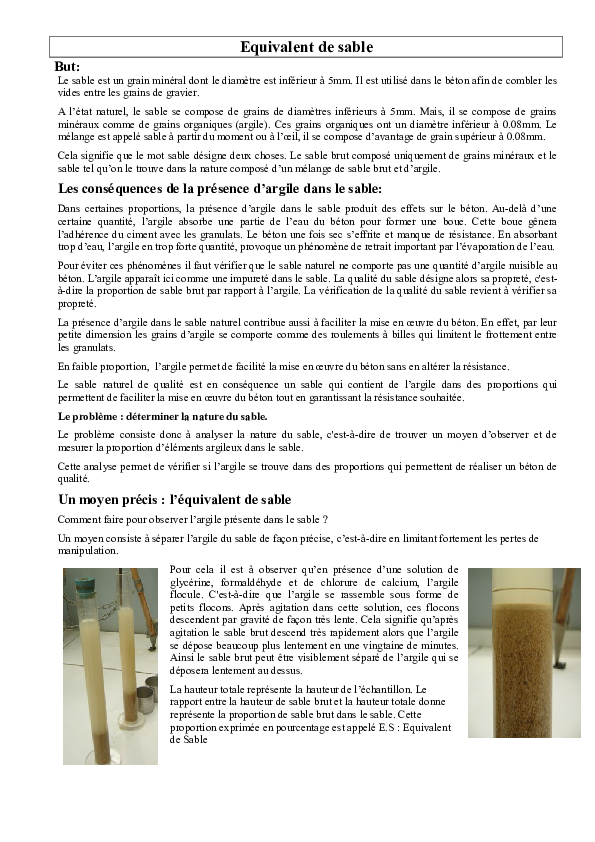 (DOC) Equivalent de sable