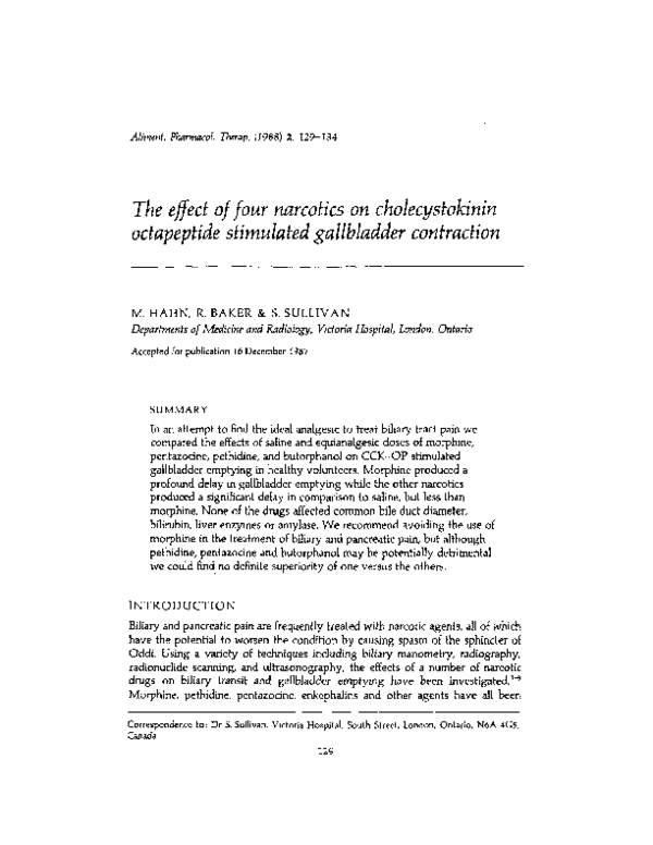 (PDF) The effect of four narcotics on cholecystokinin octapeptide stimulated gallbladder ...