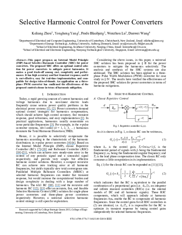 (PDF) Selective harmonic control for power converters