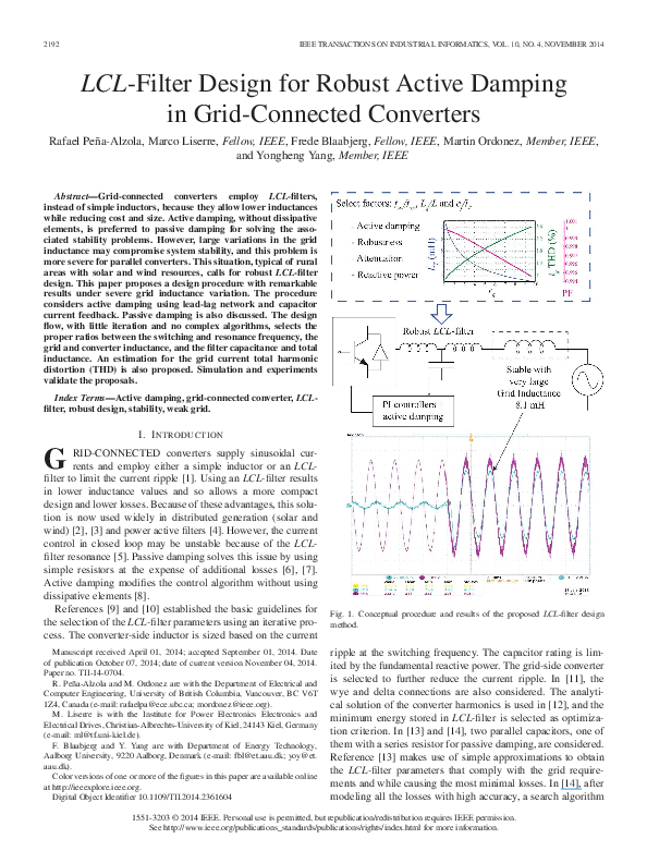 (PDF) LCL -Filter Design for Robust Active Damping in Grid-Connected Converters