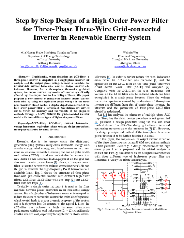 (PDF) Step by Step Design of a High Order Power Filter for Three-Phase ...