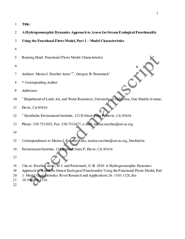 (PDF) A hydrogeomorphic dynamics approach to assess in-stream ...