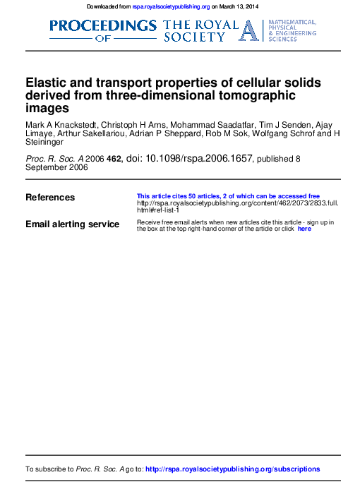 (PDF) Elastic and transport properties of cellular solids derived from ...