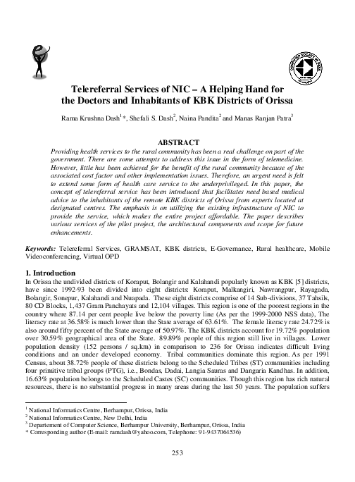 (PDF) Telereferral Services of NIC – A Helping Hand for the Doctors and ...