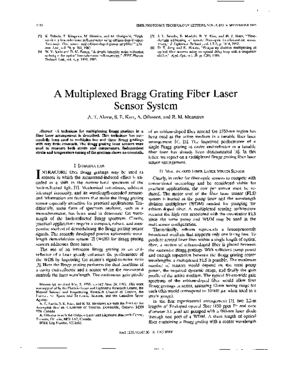 (PDF) A multiplexed Bragg grating fiber laser sensor system