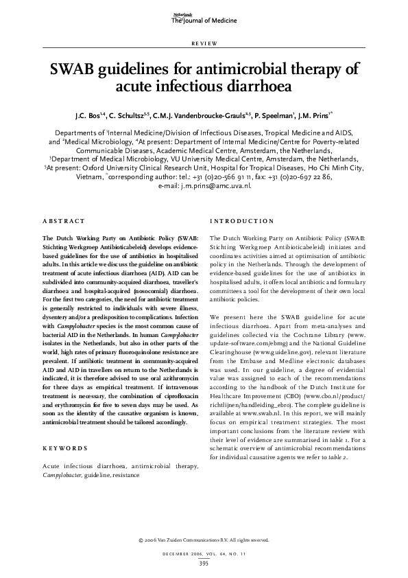 (PDF) SWAB guidelines for antimicrobial therapy of acute infectious ...