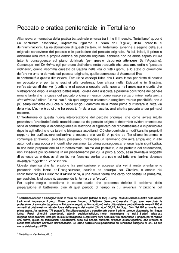 (PDF) Peccato e pratica penitenziale in Tertulliano