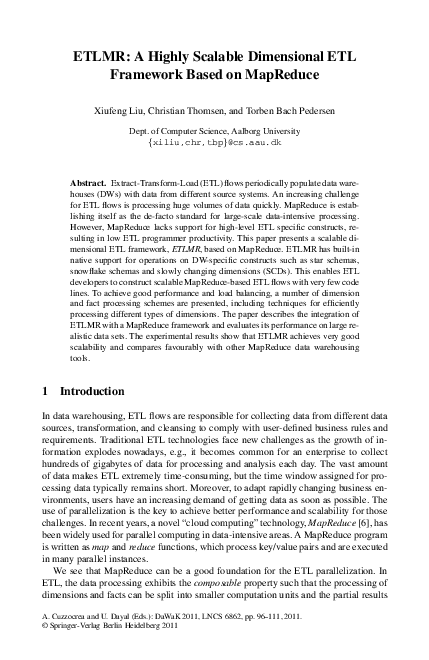 Pdf Etlmr A Highly Scalable Dimensional Etl Framework Based On Mapreduce