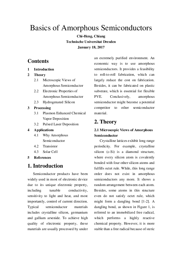 (PDF) Basics of Amorphous Semiconductors