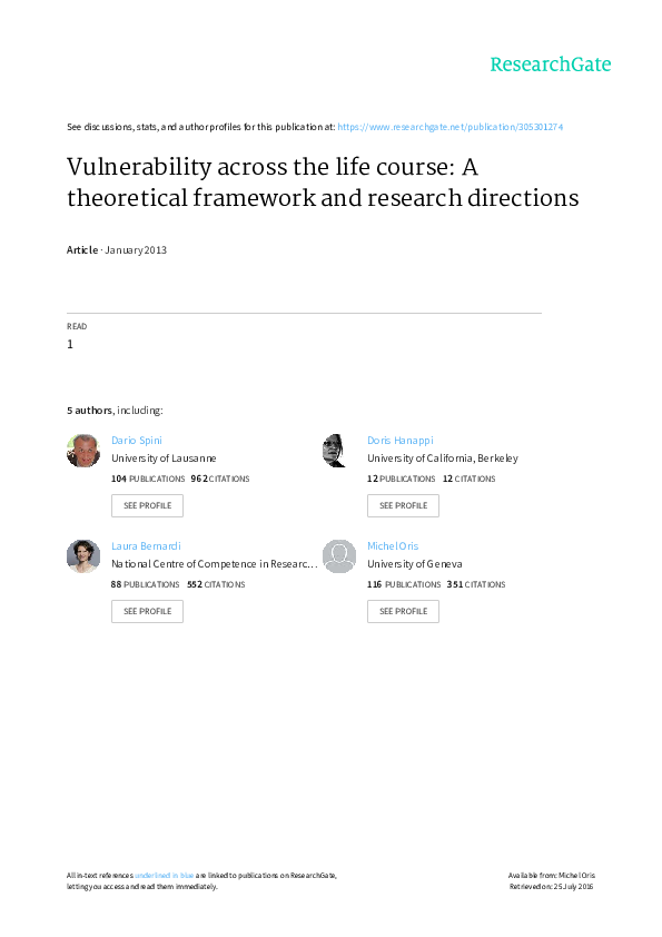 (PDF) Vulnerability across the life course: A theoretical framework and ...
