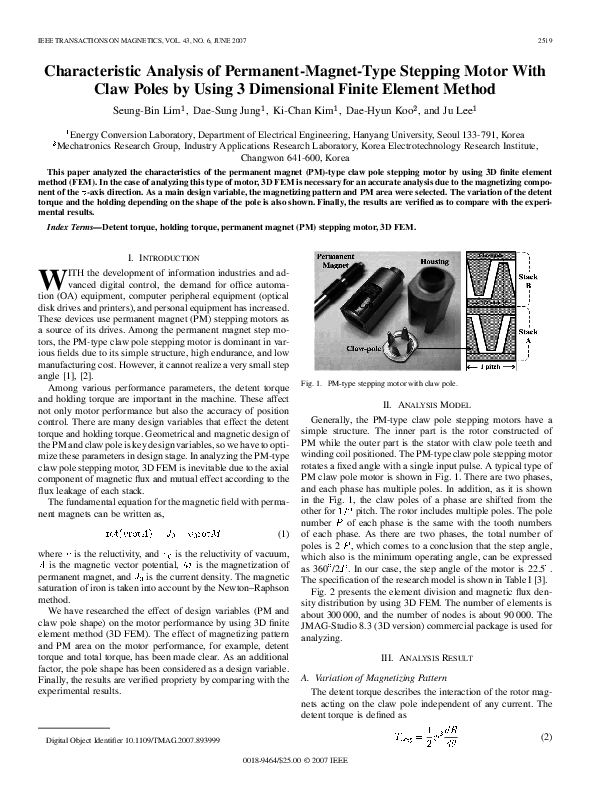 (PDF) Characteristic Analysis of Permanent-Magnet-Type Stepping Motor ...