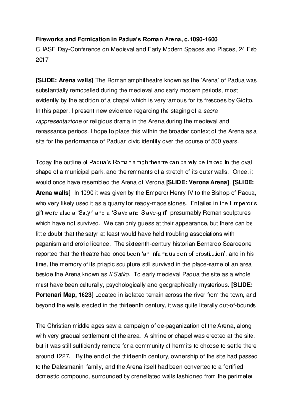 (PDF) Fireworks and Fornication in Padua's Roman Arena, c.1090-1600 ...