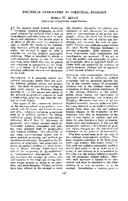 (PDF) Political Geography as Political Ecology