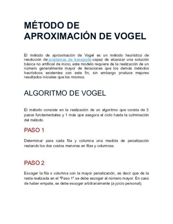 (DOC) MÉTODO DE APROXIMACIÓN DE VOGEL