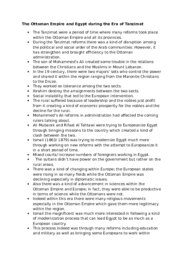 (DOC) The Ottoman Empire and Egypt during the Era of Tanzimat