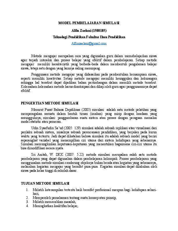 (DOC) MODEL PEMBELAJARAN SIMULASI