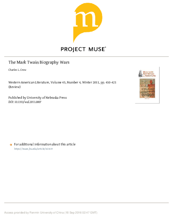 (PDF) The Mark Twain Biography Wars