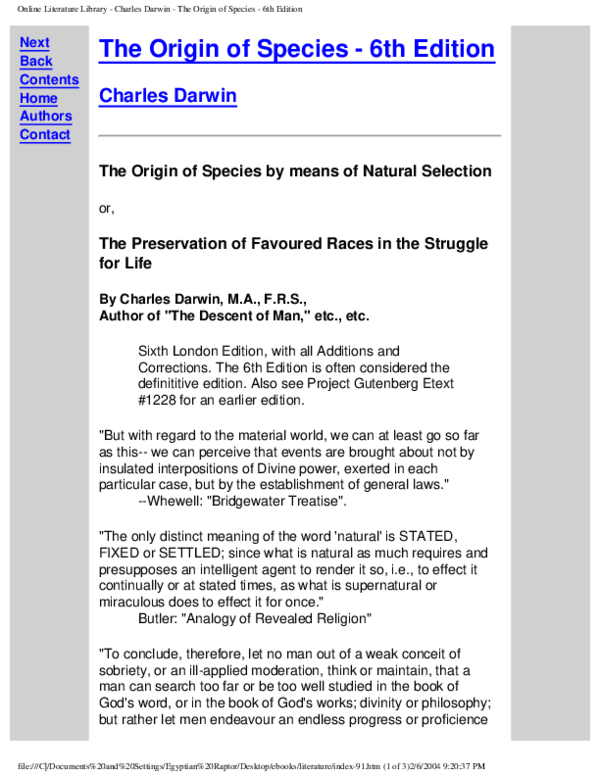 (PDF) The Origin of Species -6th Edition The Origin of Species by means ...