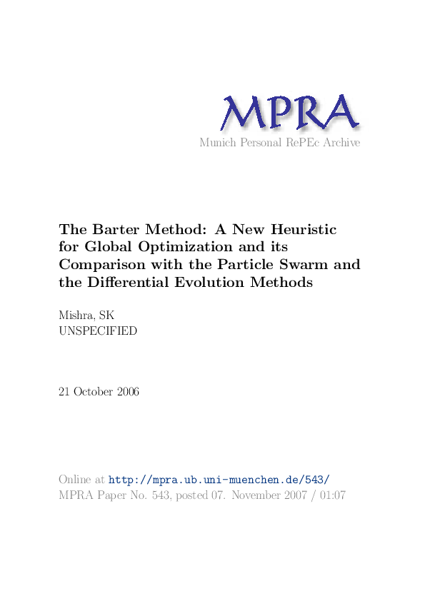 (PDF) The Barter Method: A New Heuristic for Global Optimization and ...