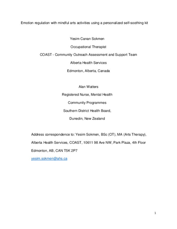 (PDF) Emotion regulation with mindful arts activities using a ...