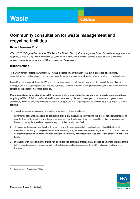 (PDF) Waste Guidelines Community consultation for waste management and ...