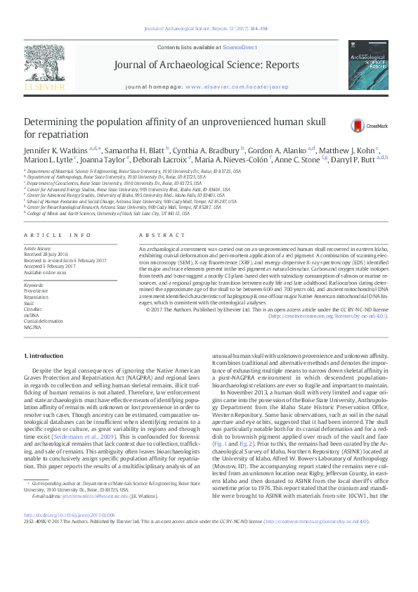 (PDF) Determining the population affinity of an unprovenienced human ...