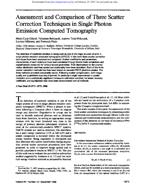 (PDF) Assessmentand Comparison of Three Scatter Correction Techniques ...