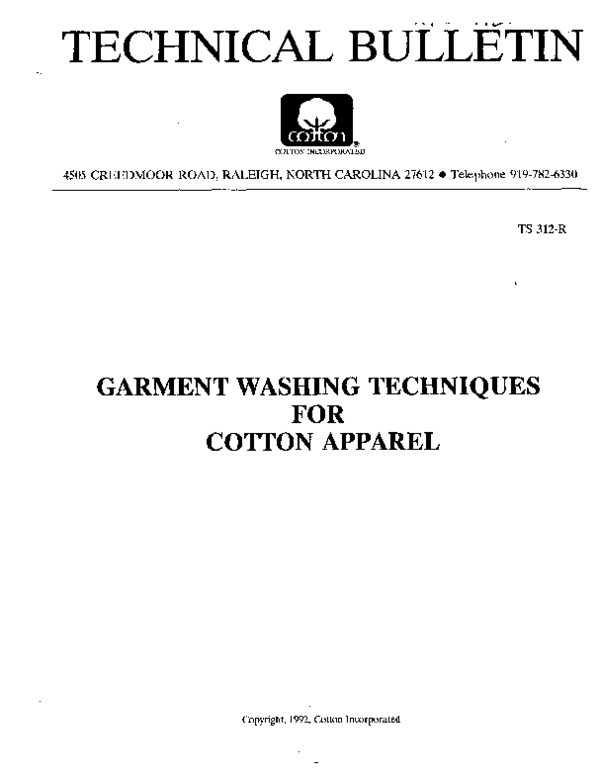 (PDF) GARMENT WASHING TECHNIQUES FOR COTTON APPAREL