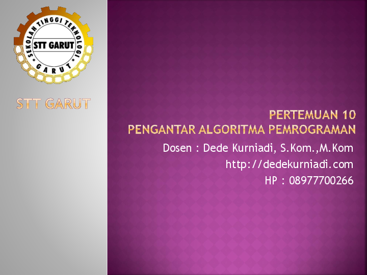 (PDF) Algoritma Pemrograman 8 (Looping/Pengulangan)