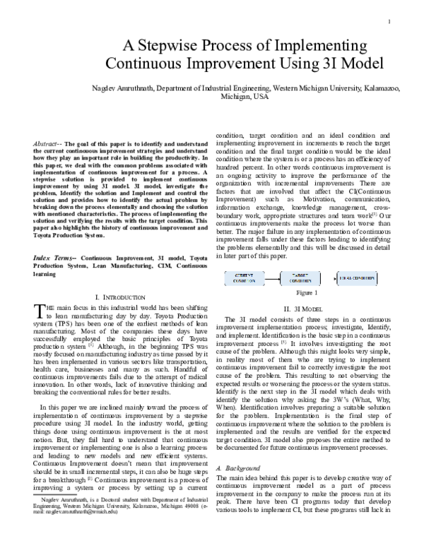 (DOC) A Stepwise Process of Implementing Continuous Improvement Using 3I Model