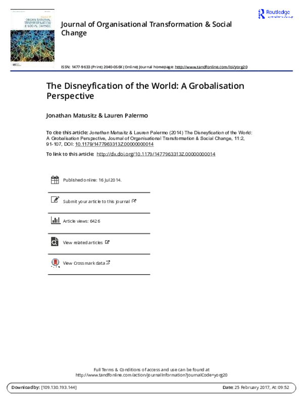 (PDF) The Disneyfication of the World: A Grobalisation Perspective