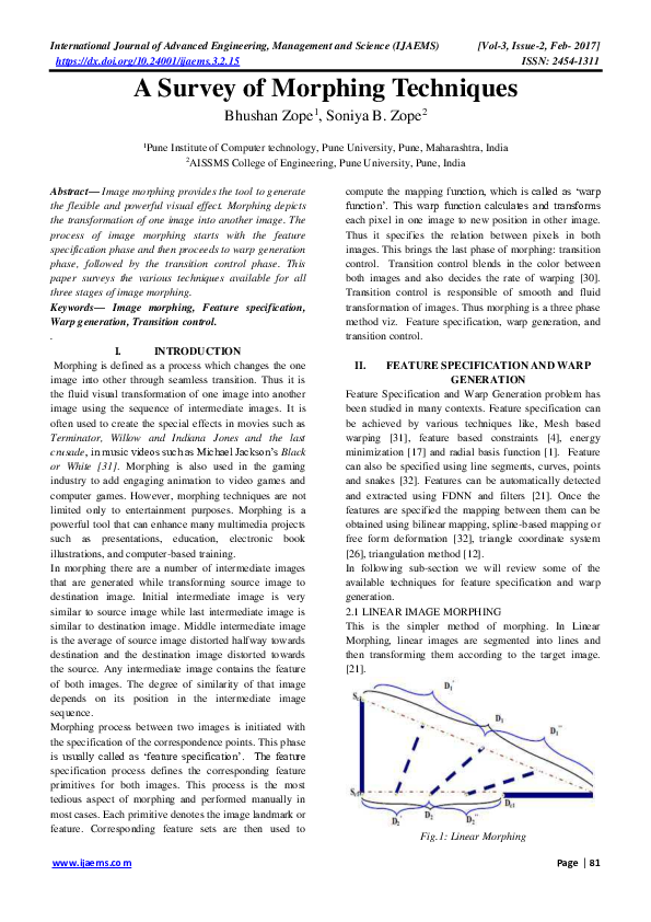(PDF) A Survey of Morphing Techniques