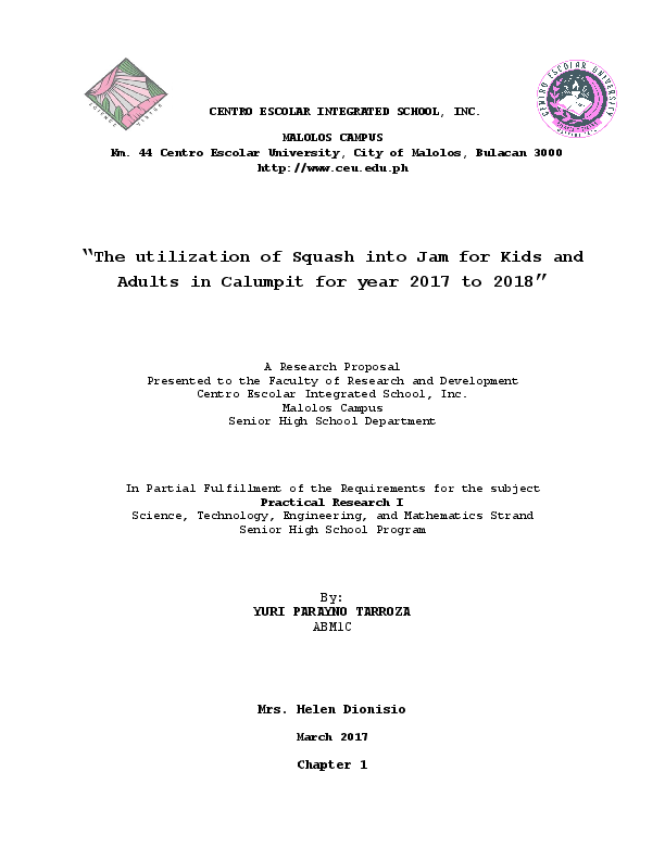 (DOC) " The utilization of Squash into Jam for Kids and Adults in ...