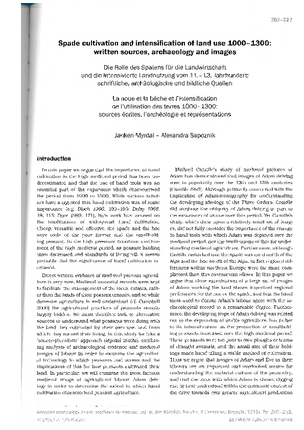 (PDF) Spade cultivation and intensification of land use 1000-1300 ...