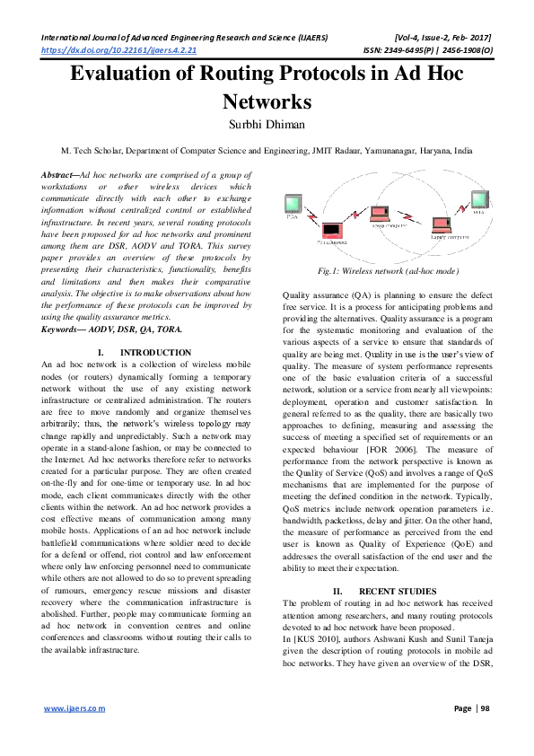Pdf Evaluation Of Routing Protocols In Ad Hoc Networks