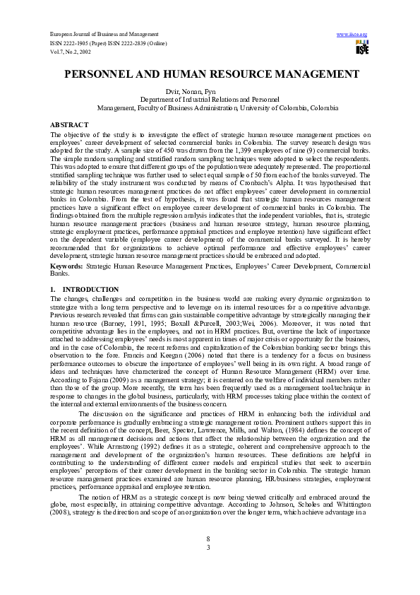 (PDF) European Journal of Business and Management PERSONNEL AND HUMAN ...