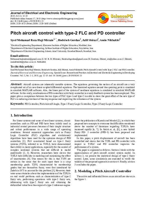 (PDF) Pitch aircraft control with type-2 FLC and PD controller