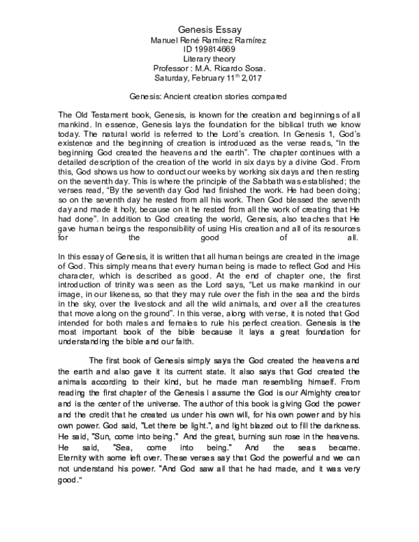 (DOC) Genesis Essay