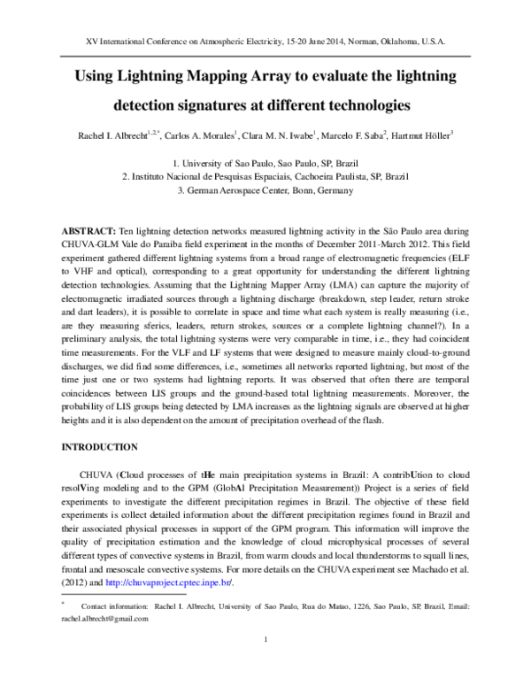 Pdf Using Lightning Mapping Array To Evaluate The Lightning Detection Signatures At Different