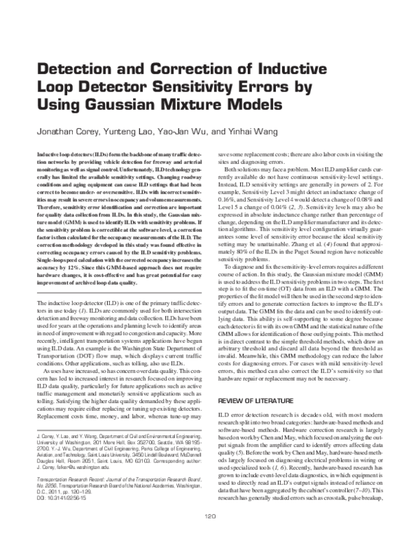 Pdf Detection And Correction Of Inductive Loop Detector Sensitivity Errors By Using Gaussian