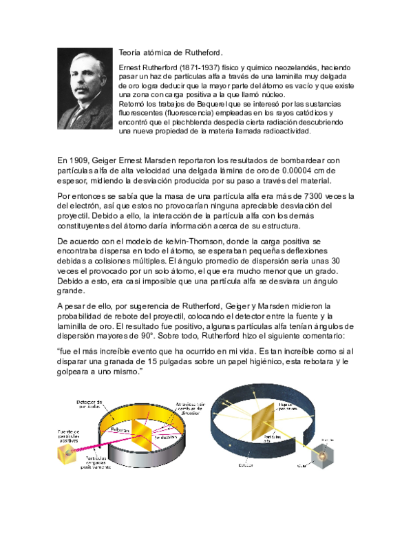 Teoría Del átomo De Ernest Rutherford