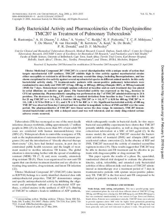 (PDF) Early Bactericidal Activity and Pharmacokinetics of the ...