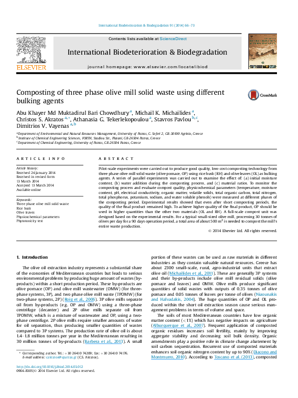 (PDF) Composting of three phase olive mill solid waste using different ...
