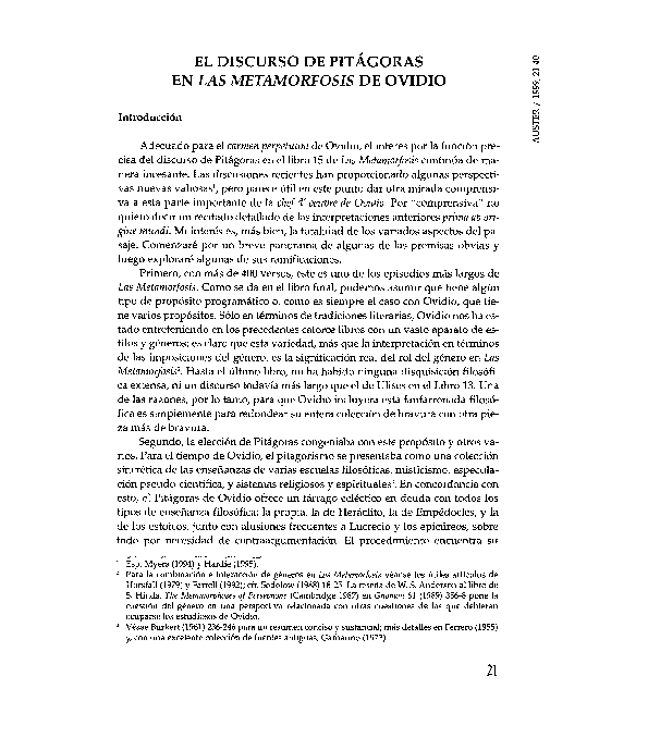 (PDF) El discurso de Pitágoras en las Metamorfosis de Ovidio | Karl ...