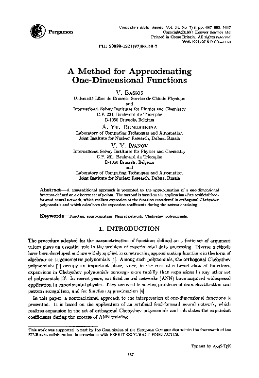 (PDF) A method for approximating one-dimensional functions