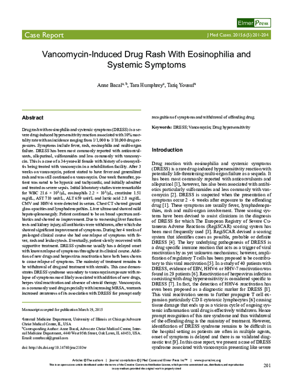 (PDF) Vancomycin-Induced Drug Rash With Eosinophilia and Systemic Symptoms